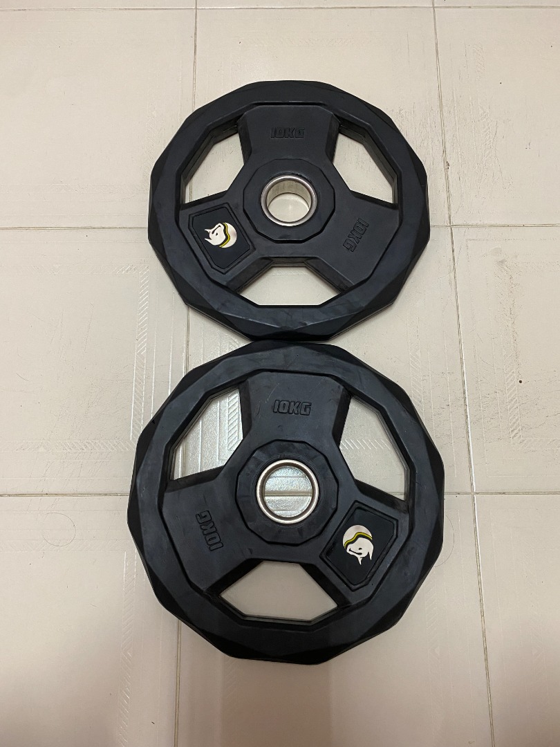 BULLZ RUBBER OLYMPIC TRI-GRIP PLATES 10kg x 2, Sports Equipment ...