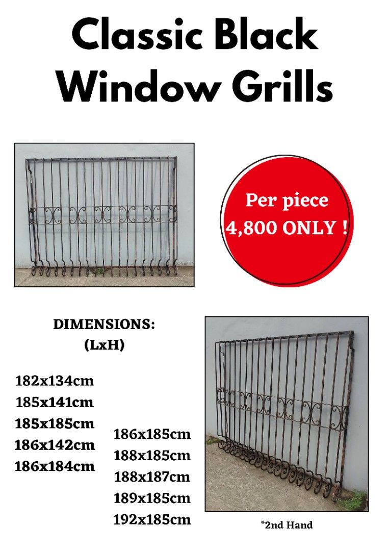 Classic Black Window Grills, Furniture & Home Living, Furniture, Other ...