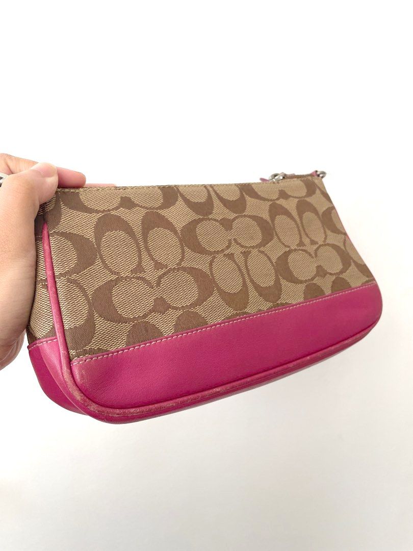 Coach Demi Pink Shoulder Baguette Pochette Vintage, Women's Fashion ...