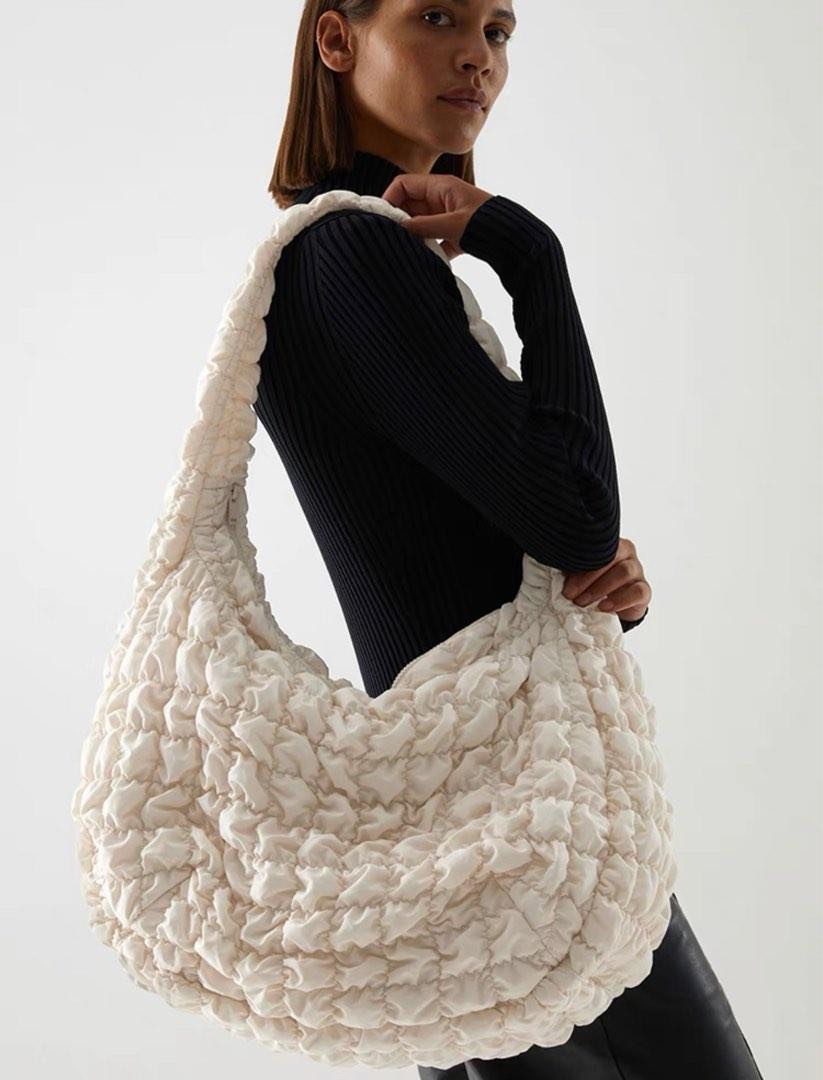COS Quilted Oversized Shoulder Bag In Cream White, Women's Fashion ...