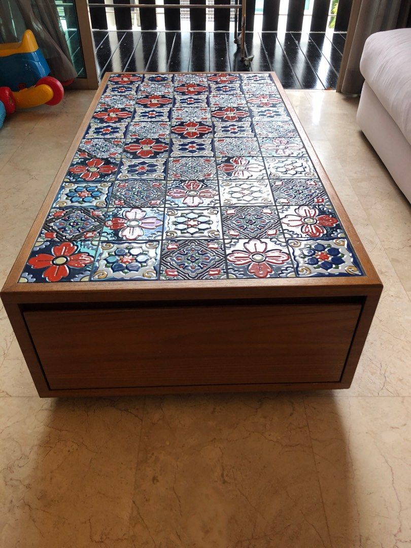 Customised Peranakan Tiles Coffee Table, Furniture & Home Living ...