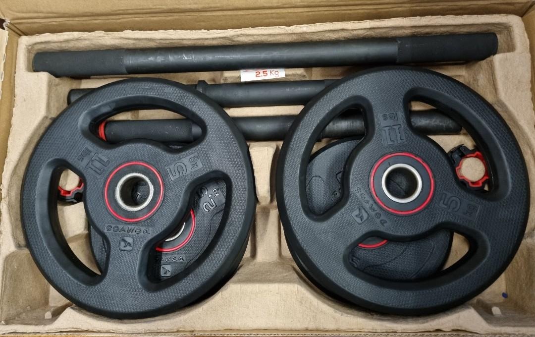 Decathlon Domyos weights Hex dumbell 10KG, Barbell 20KG, Weighted Vest ...