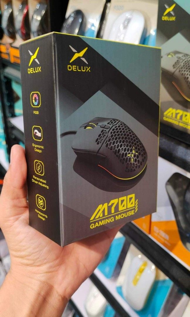 Delux M700A RGB Wired Gaming Mouse Honeycomb Design A825 White ...