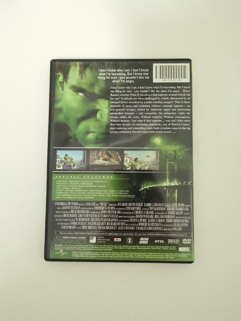 DVD - Hulk, Hobbies & Toys, Music & Media, CDs & DVDs on Carousell