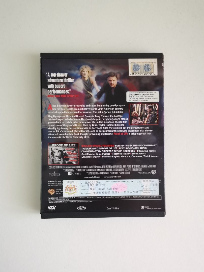 DVD - Proof of Life, Hobbies & Toys, Music & Media, CDs & DVDs on Carousell