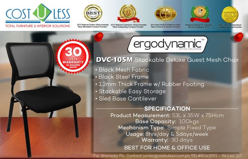 Ergodynamic Office Furniture DVC-105M Stackable Deluxe Mesh Chair ...