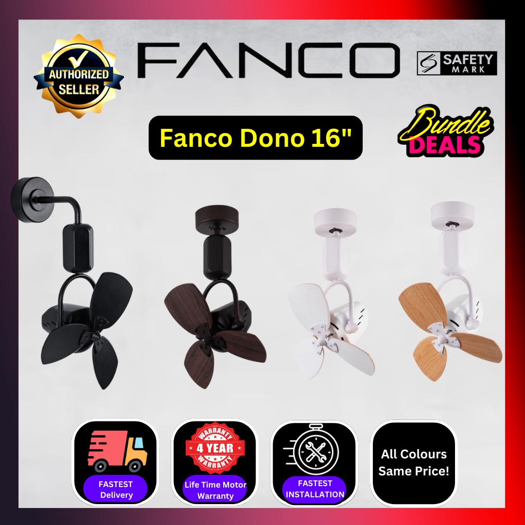 ⚡EXPRESS INSTALLATION⚡ FANCO DONO 16" Corner Fan DC Brushless Motor ABS ...