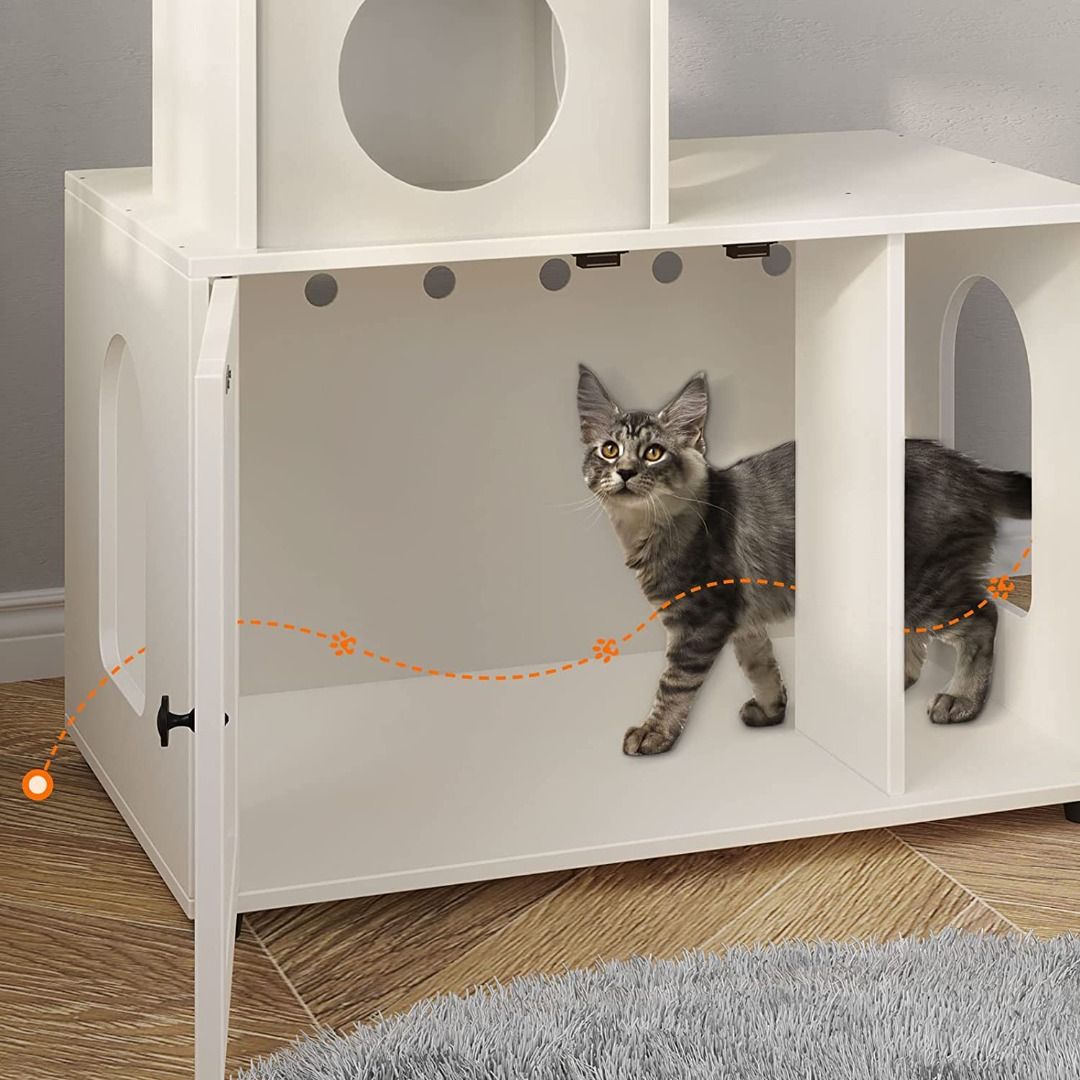 Favepaw Cat Litter Box Enclosure, Hidden Cat Washroom Furniture with ...