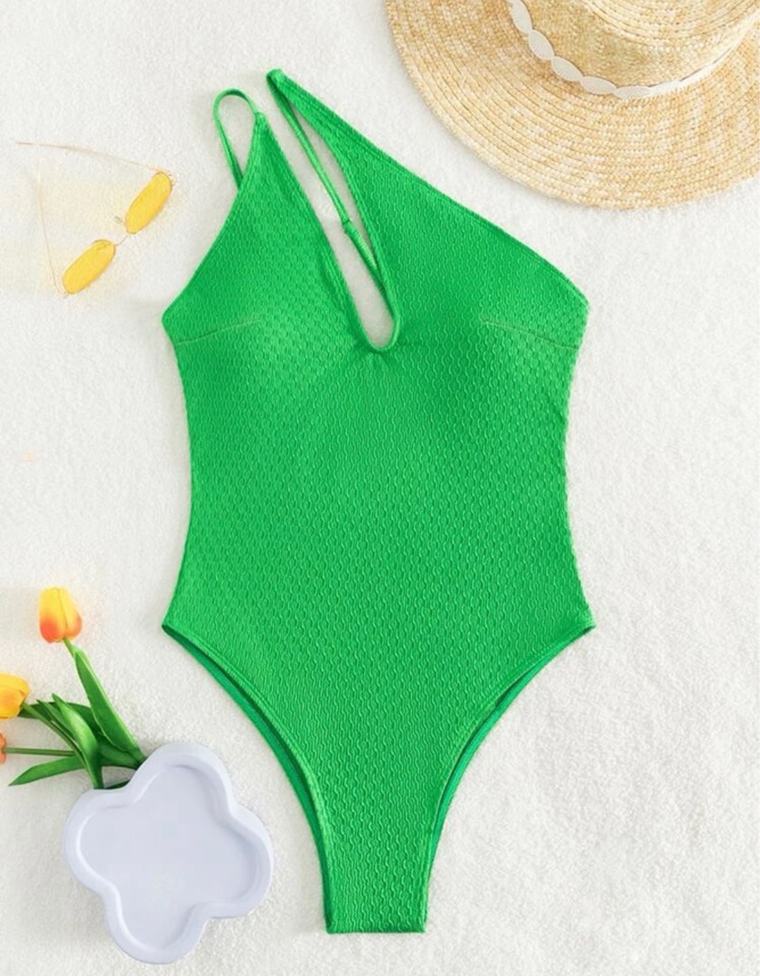 GREEN ONE SHOULDER SWIMSUIT MONOKINI BIKINI UNIQUE SWIMSUIT SWIMWEAR ...