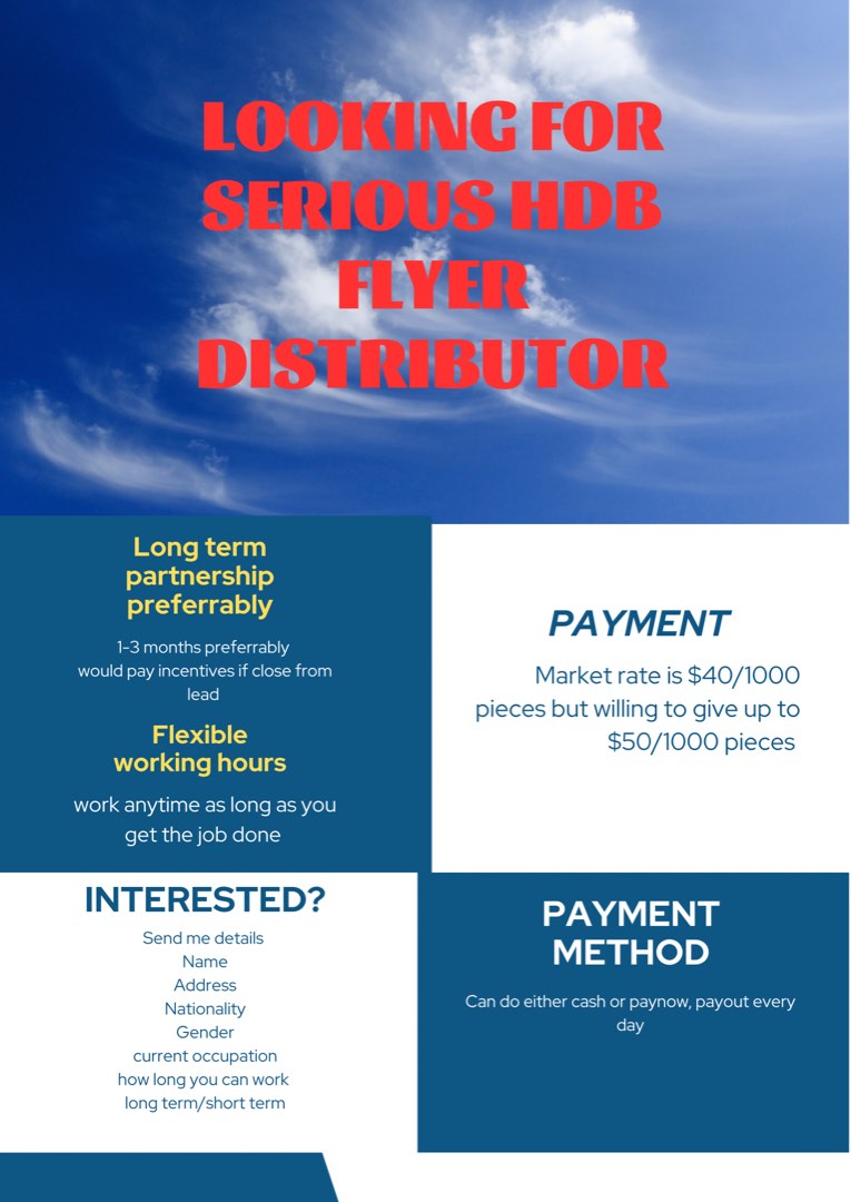 HDB FLYER DISTRIBUTOR WANTED, Property, Others on Carousell