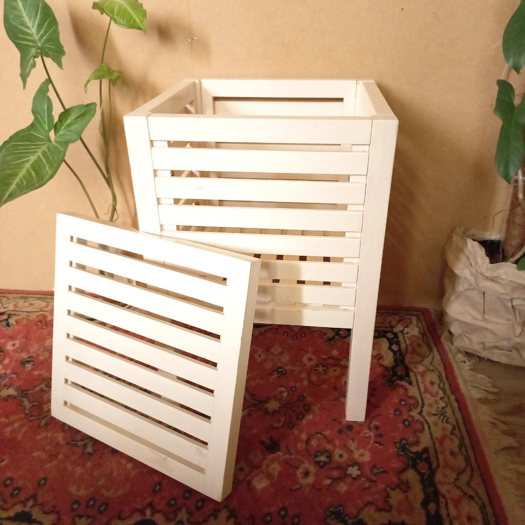 Ikea muskan wooden storage stool, Furniture & Home Living, Furniture ...