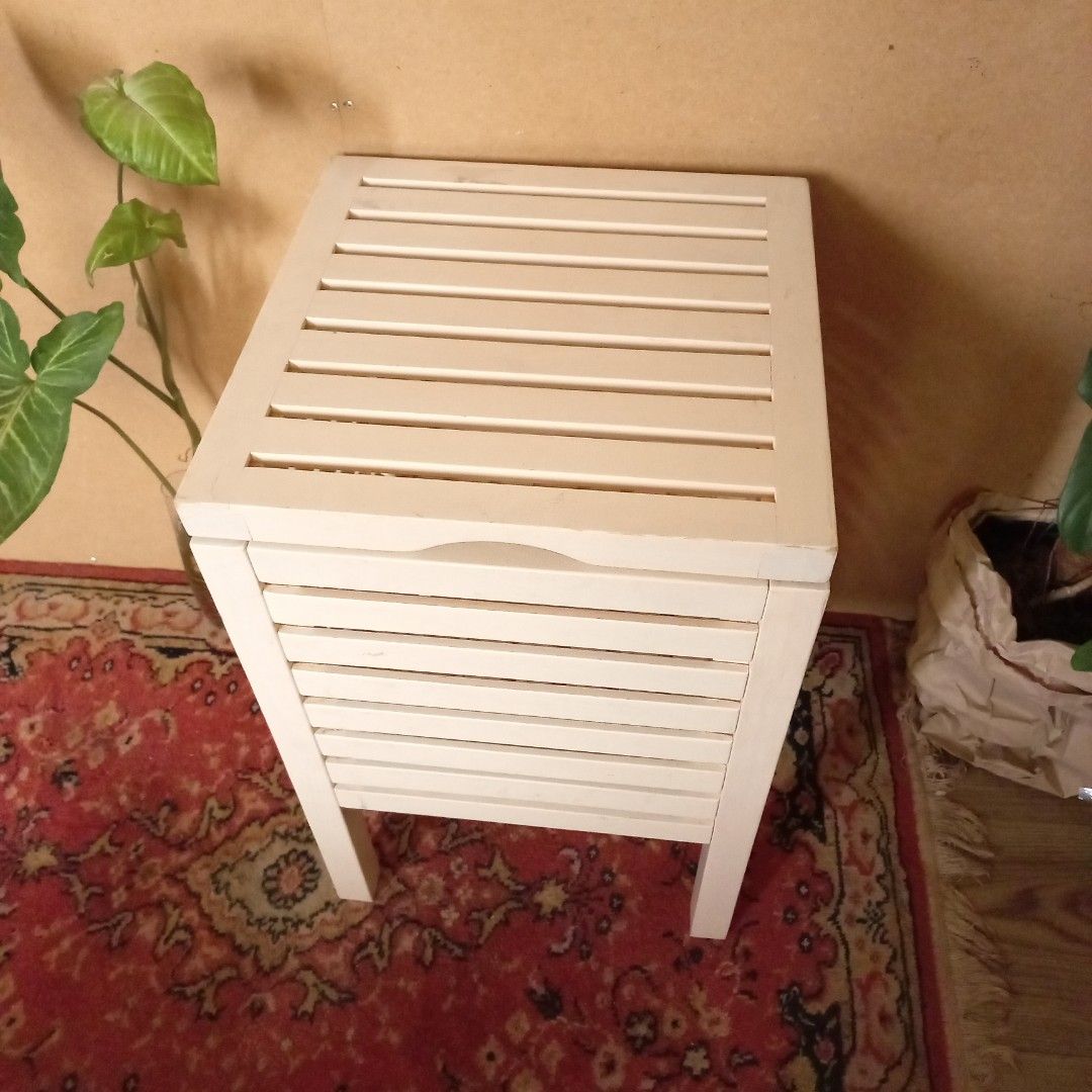 Ikea muskan wooden storage stool, Furniture & Home Living, Furniture ...