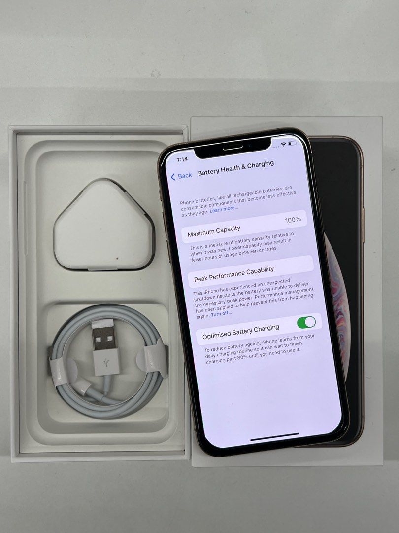 IPHONE XS GOLD 256GB BATTERY HEALTH 100 (FULL SET BOX), Mobile Phones ...