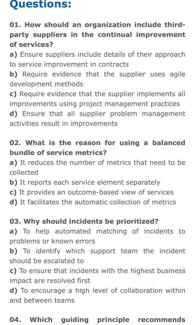 ITIL 4 Certification Exam Sample Questions, Computers & Tech, Laptops ...