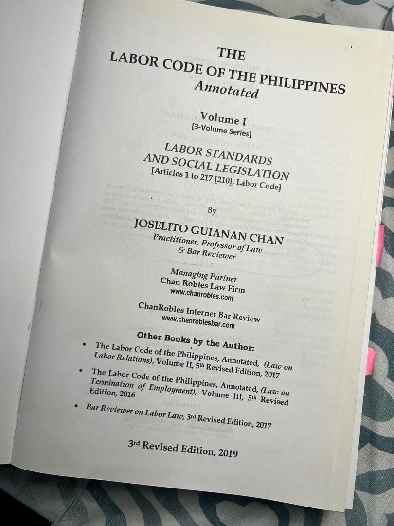 Labor Code of the Philippines Vol 1 by Chan, Hobbies & Toys, Books ...