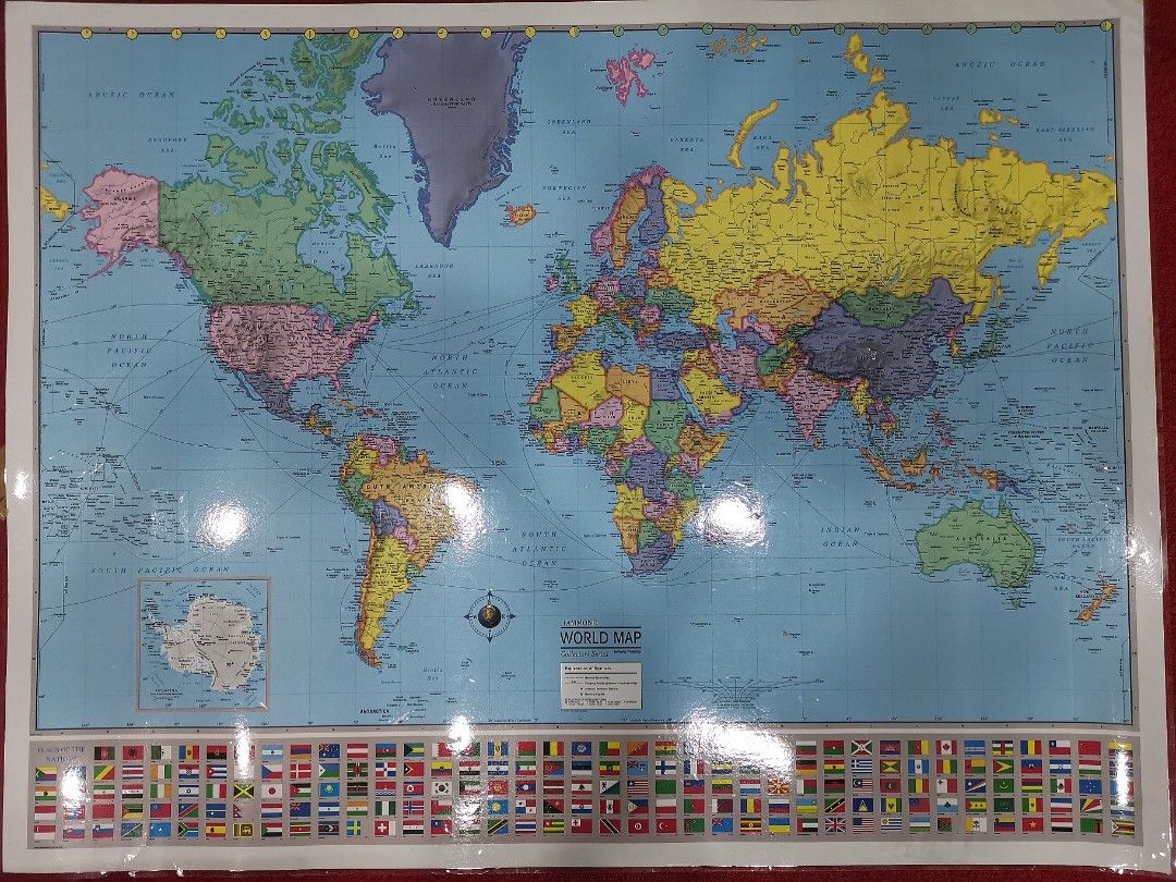 laminated world map large