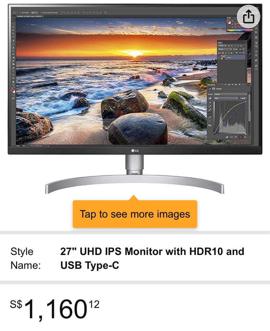 LG 27UK850-W 27" 4K UHD IPS Monitor with HDR10 with USB Type-C ...