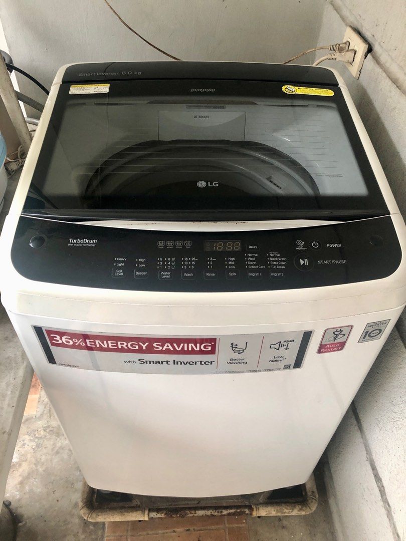 LG Smart inverter washing machine 8kg top load, TV & Home Appliances ...