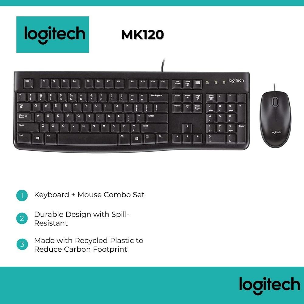 Logitech Mk120 Usb Keyboard And Mouse Combo New Computers And Tech