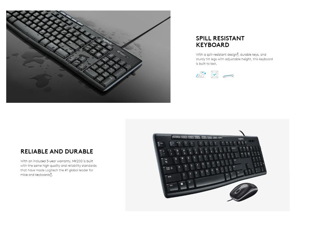 Logitech Mk200 Media Wired Keyboard And Mouse Combo New Computers