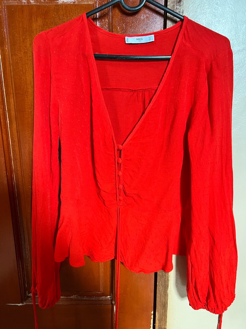 Mango red top, Women's Fashion, Tops, Blouses on Carousell