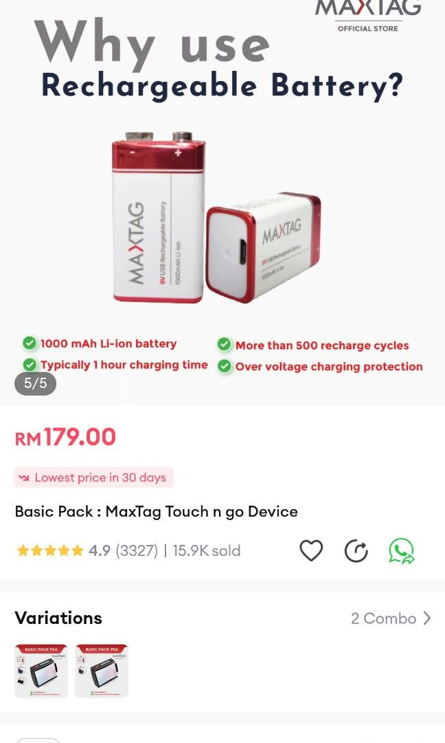 MAXTAG TNG RECHARGEABLE BATTERY VERSION, Auto Accessories on Carousell