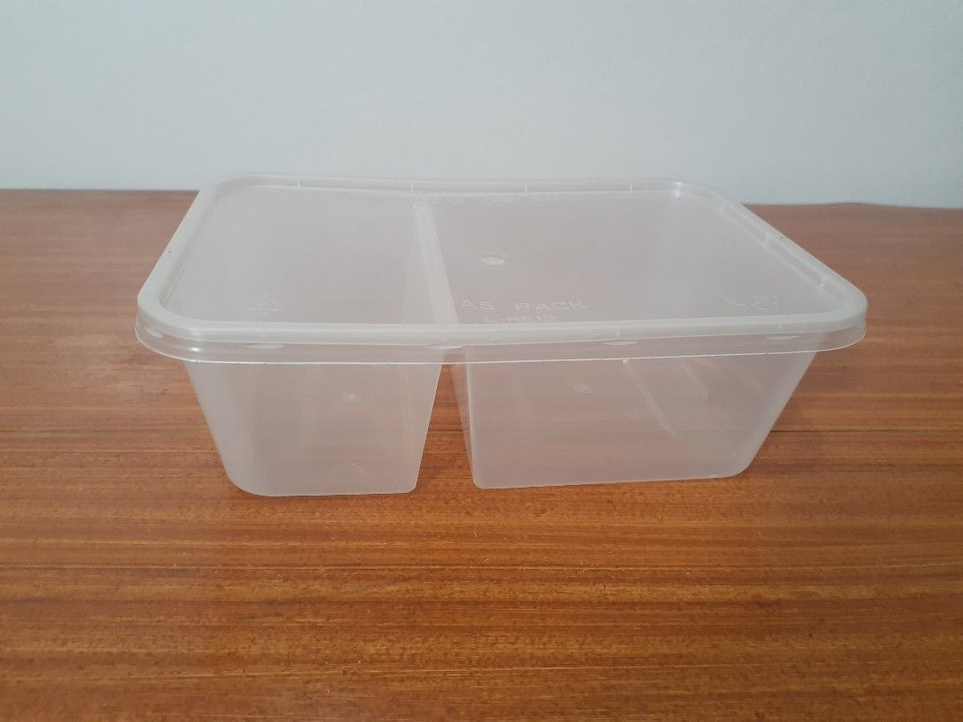 Microwavable Plastic Food Container with Dividers on Carousell