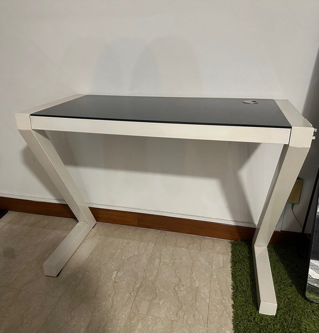 Modern Glass Top Office Study Table, Furniture & Home Living, Furniture ...