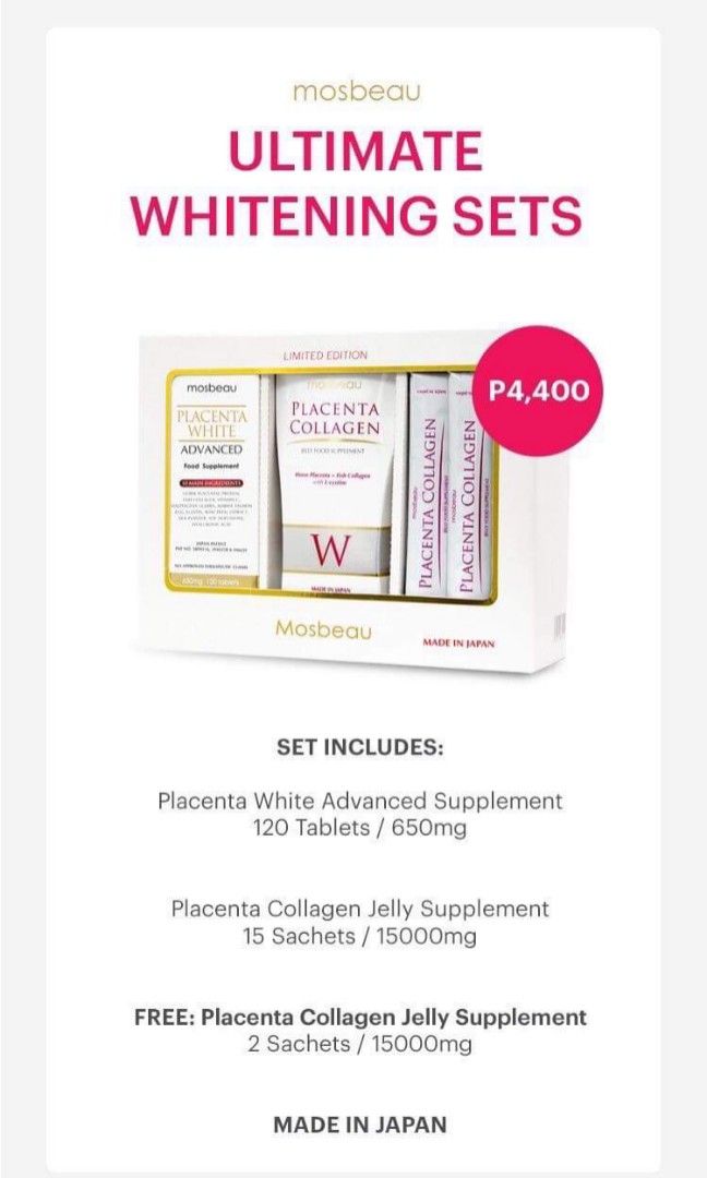 MOSBEAU ULTIMATE WHITENING SETS, Health & Nutrition, Health Supplements ...