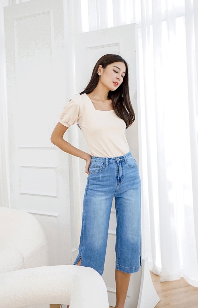 Neonmello Chelsea Denim Culottes Mid Wash S, Women's Fashion, Bottoms ...