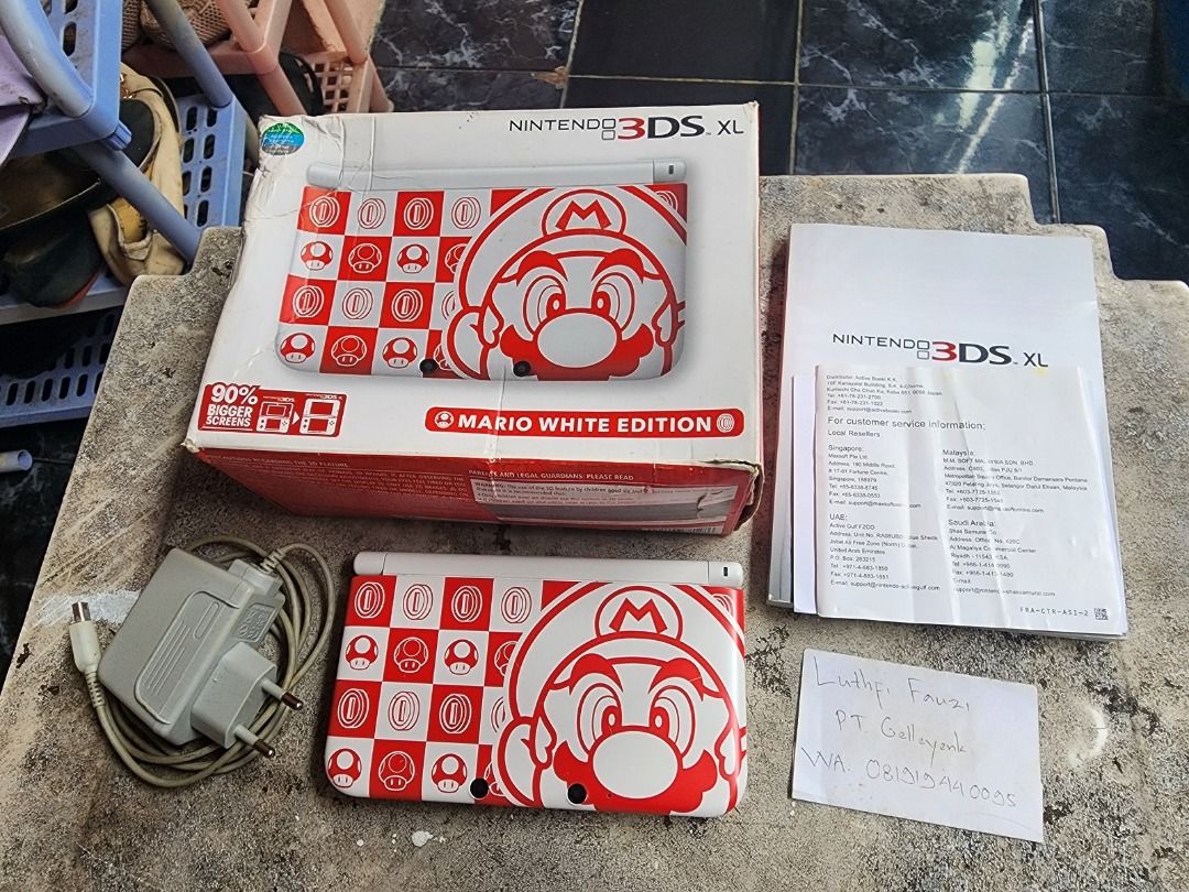 Nintendo 3DS XL Mario White Limited Edition CFW Luma 32GB Fullset 02 ...