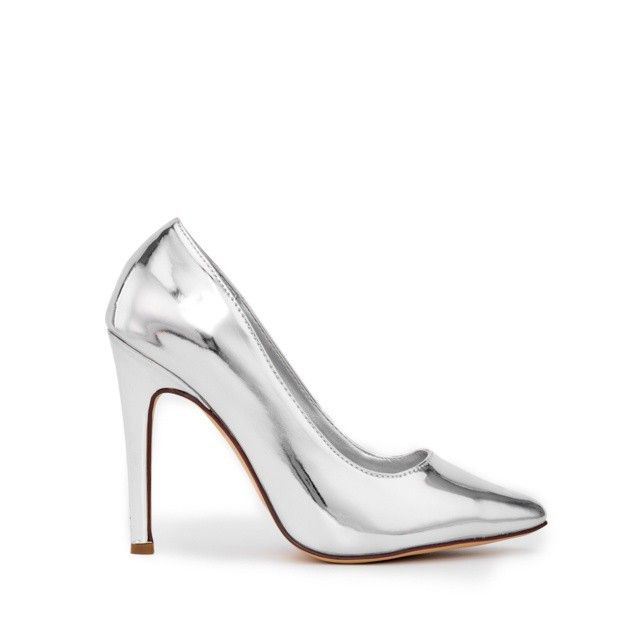 Nose Chrome Metallic Pointy Toe Heel Pump - Silver, Women's Fashion ...