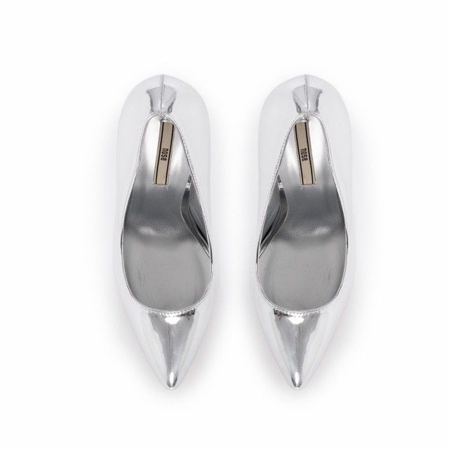 Nose Chrome Metallic Pointy Toe Heel Pump - Silver, Women's Fashion ...