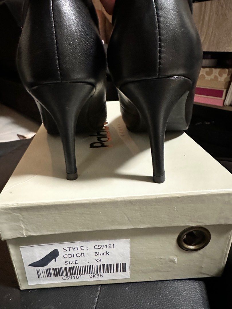 Pabder Donna Plain Black Comfy High Heels, Women's Fashion, Footwear ...