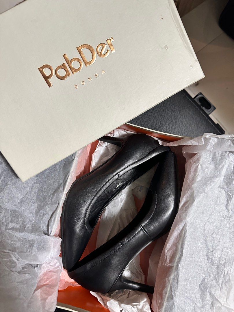 Pabder Donna Plain Black Comfy High Heels, Women's Fashion, Footwear, Heels on Carousell