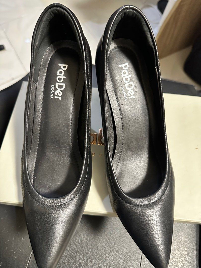 Pabder Donna Plain Black Comfy High Heels, Women's Fashion, Footwear ...
