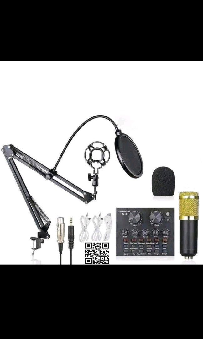 PAKET KoMPLIT ORIGINAL MIC CONDENSER BM 800 + STAND + SOUNDCARD V8 ...
