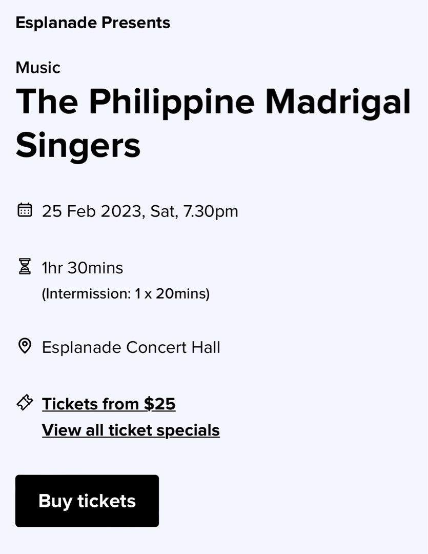 Philippine Madrigal Singers - Madz, Tickets & Vouchers, Event Tickets ...