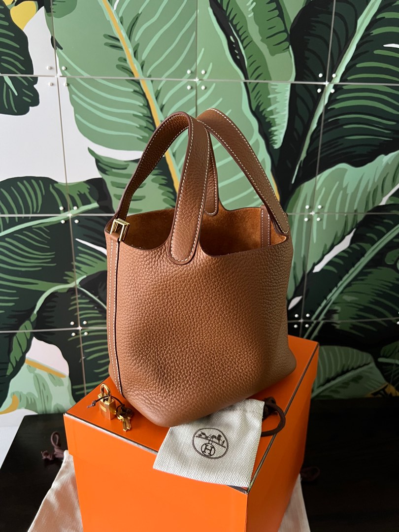 Picotin 18, Gold, Women's Fashion, Bags & Wallets, Tote Bags on Carousell