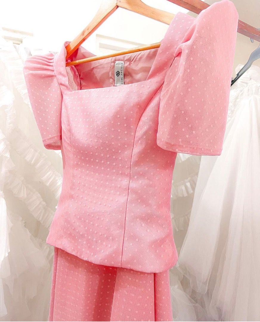 Pink Modern Filipiniana Terno Set, Women's Fashion, Dresses & Sets ...