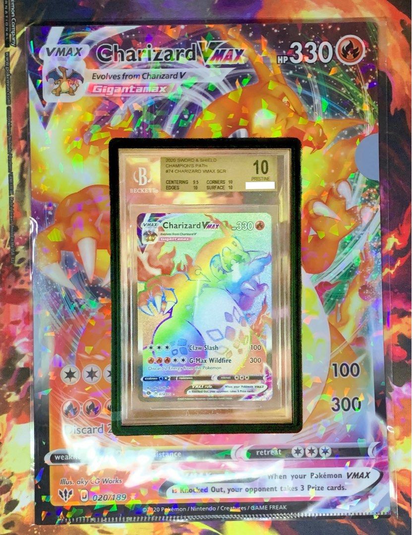 Pokemon BGS Pristine 10 Charizard VMAX #74 Hyper Rare Rainbow PSA 10 ...