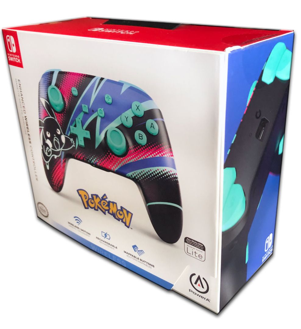 Pokemon Neon Pikachu Pro Wireless Switch Controller, Video Gaming ...