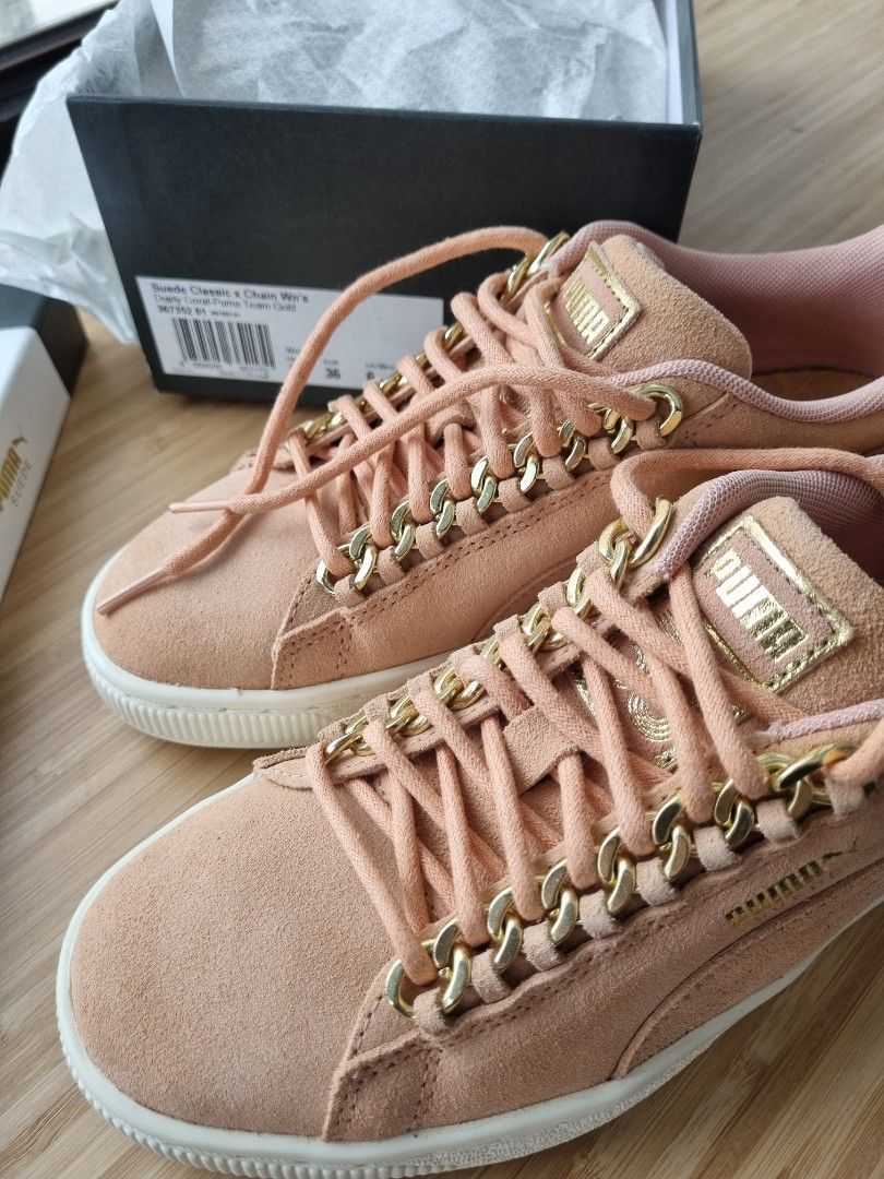 PUMA SUEDE X CLASSIC CHAIN DUSTY CORAL, Women's Fashion, Footwear ...