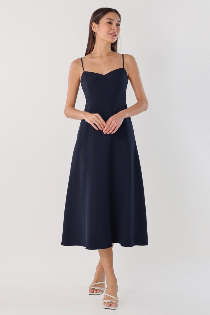 RAINE LOW-BACK MIDAXI DRESS (MIDNIGHT BLUE), Women's Fashion, Dresses ...