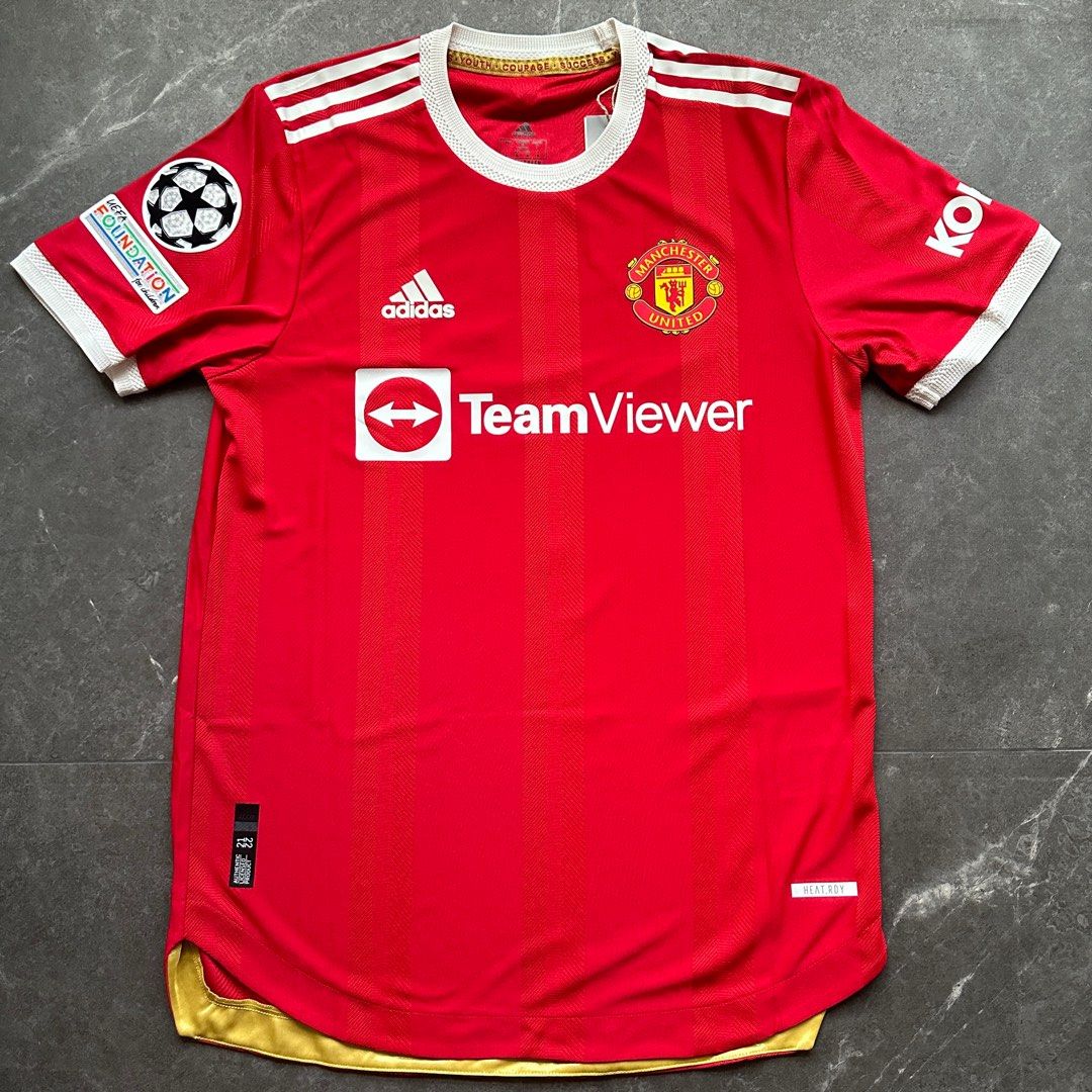 (RARE) Manchester United Adult 2021-22 SS Home Authentic Shirt w ...