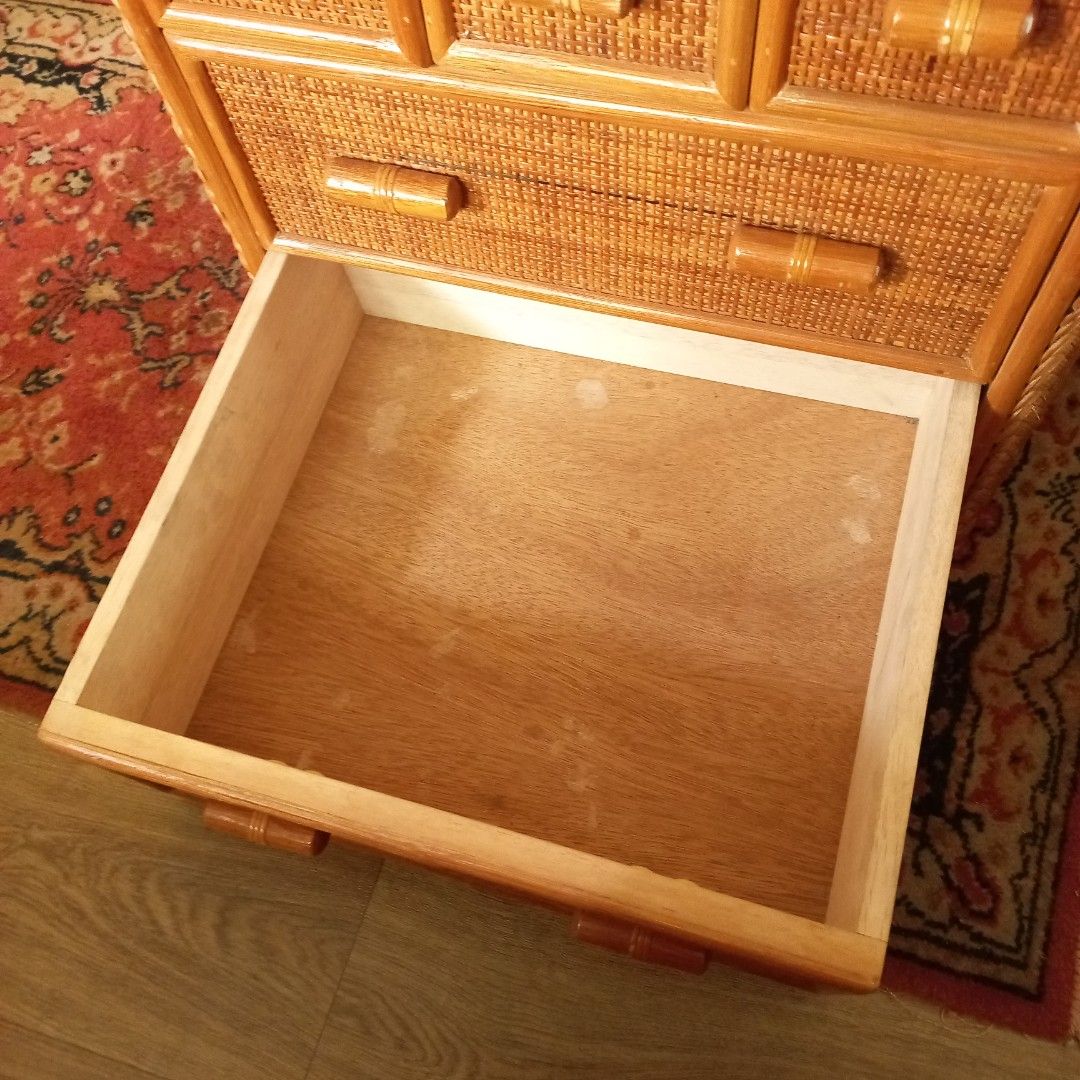 5 drawer rattan wicker solid wood side drawer boho farmhouse ...