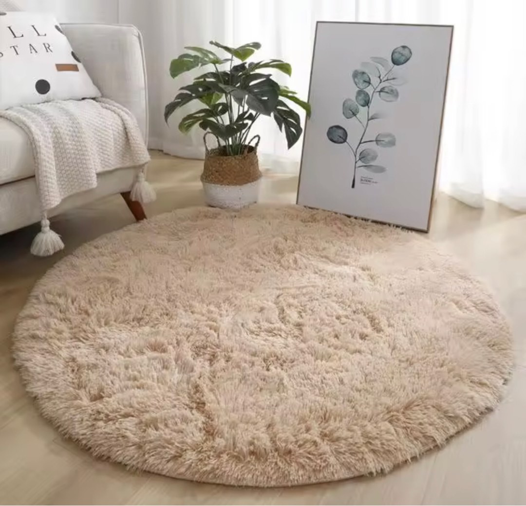 Instock 120cm Round and Rectangular Furry Soft Carpets Antislip ...