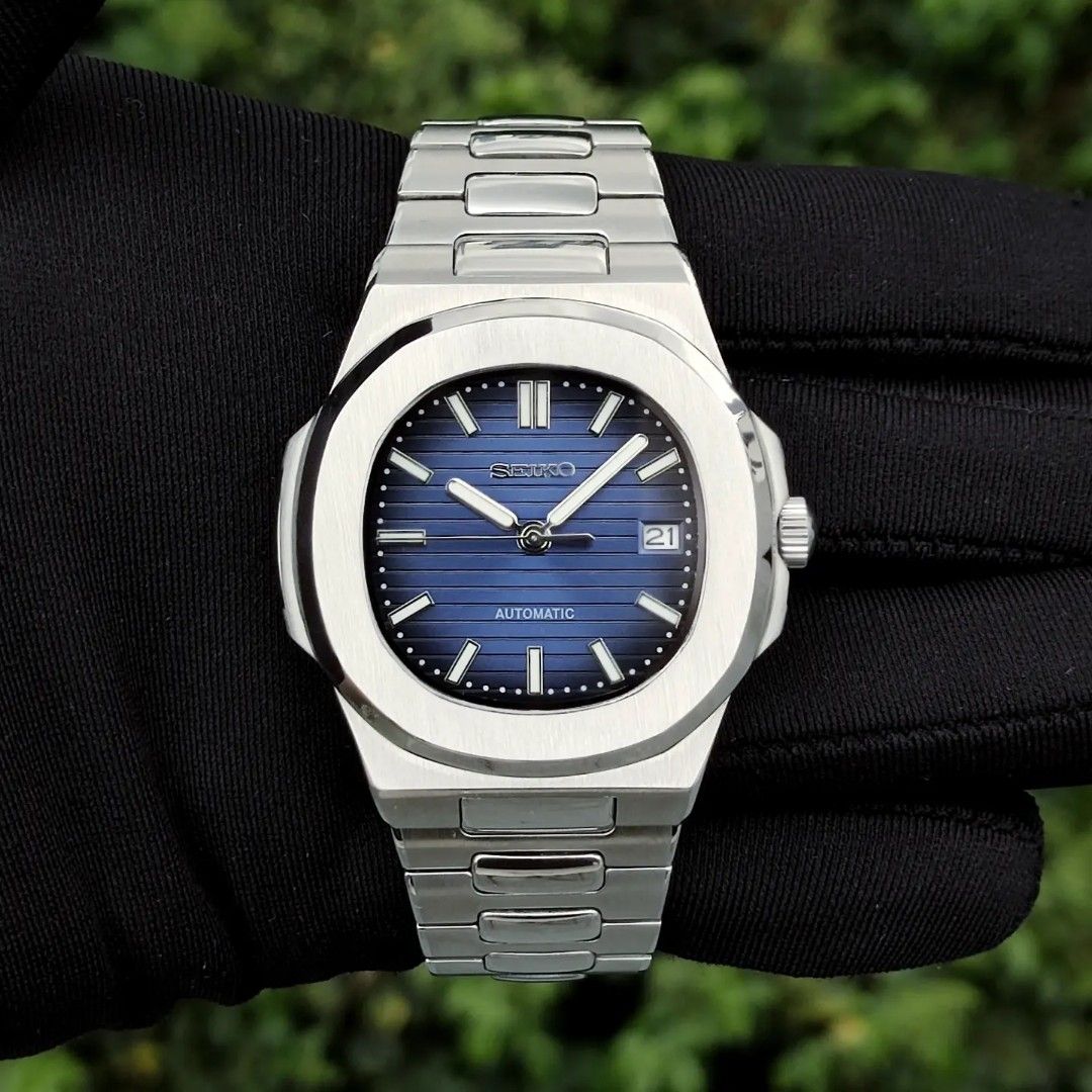 Seiko Nautilus Black Blue Mod, Men's Fashion, Watches & Accessories ...