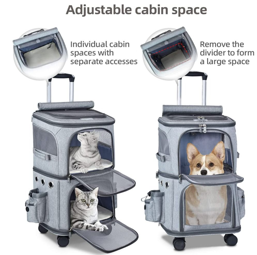 【SG INSTOCK】Cat Pet Dog Double Layer Luggage /Pet Carrier with Trolley ...