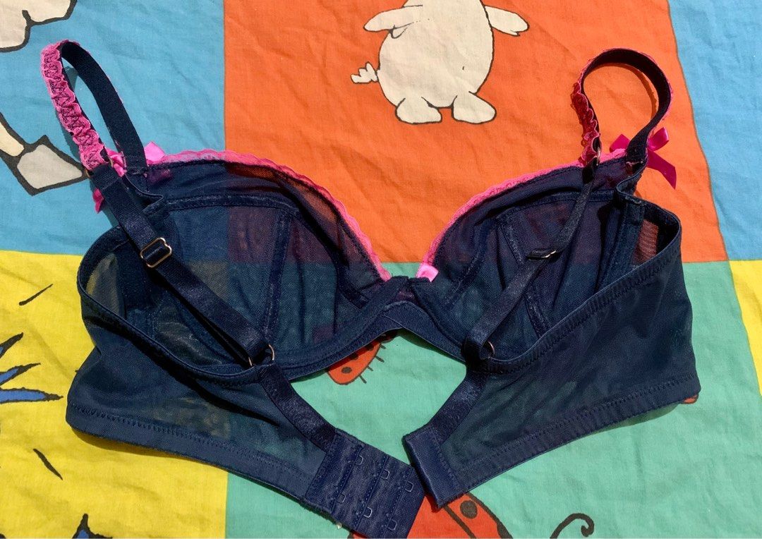 Shine Love by Aimer Lolita cute navy blue with pink bow mesh bra, Women ...
